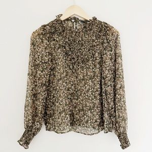 Zara | Tops | New Zara Sheer Multi Colored Mock Neck Top | Poshmark